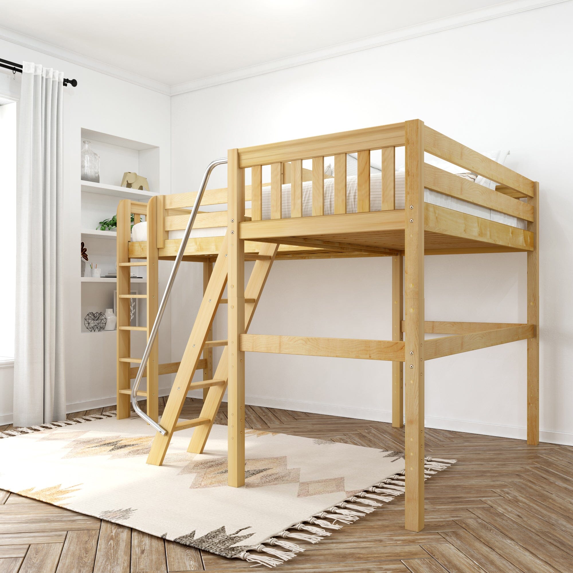 Twin loft bed with side ladder store