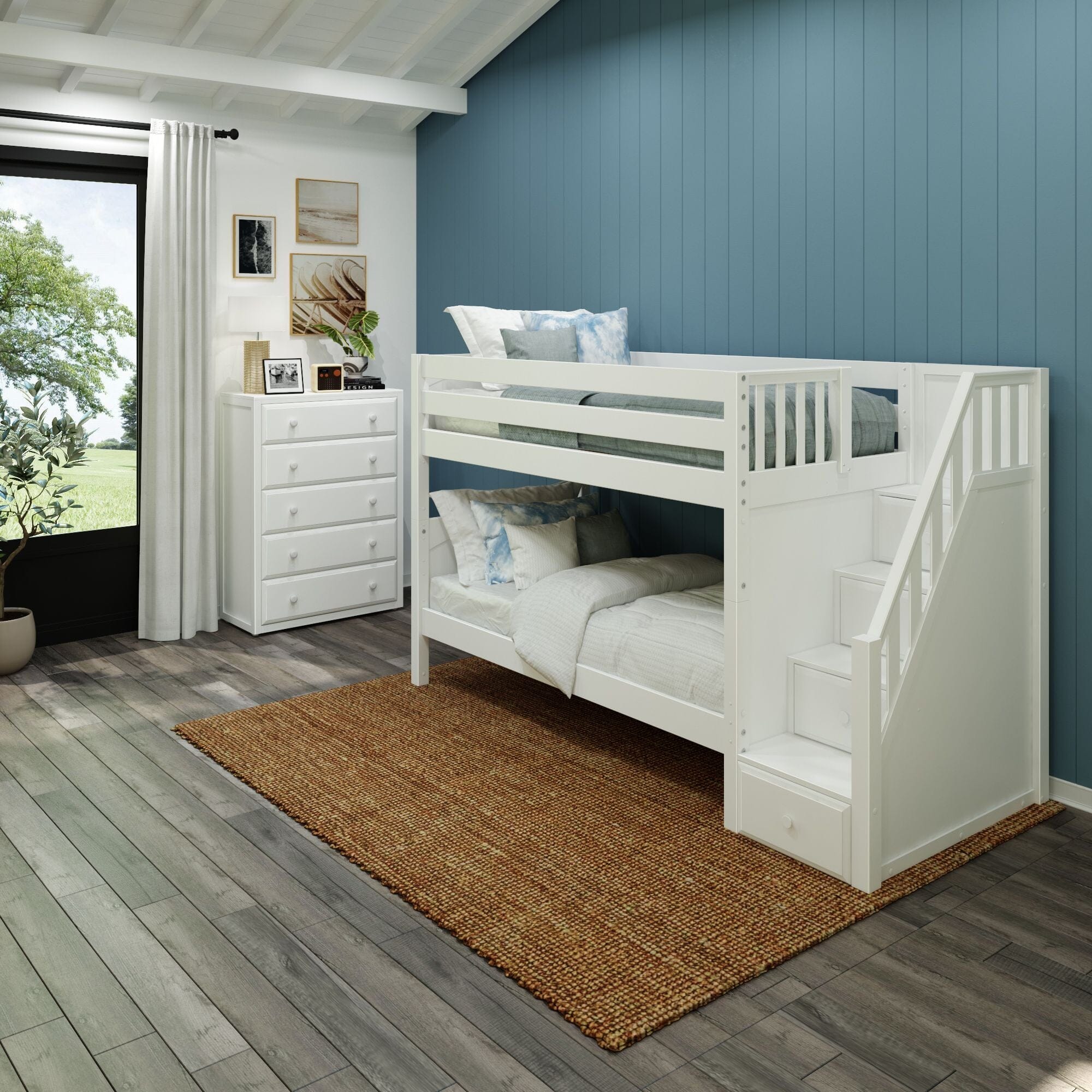 Low profile bunk beds with stairs store